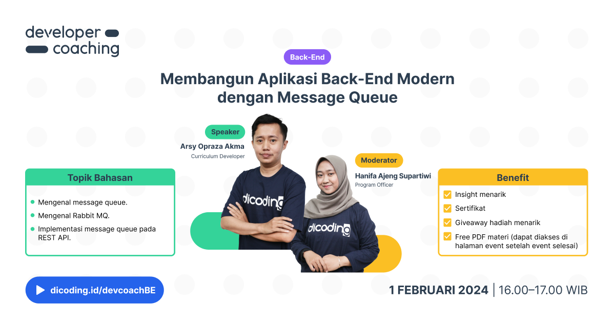 DevCoach 129 : Back-End | Membangun Aplikasi Modern dengan Message Queue - Dicoding Indonesia