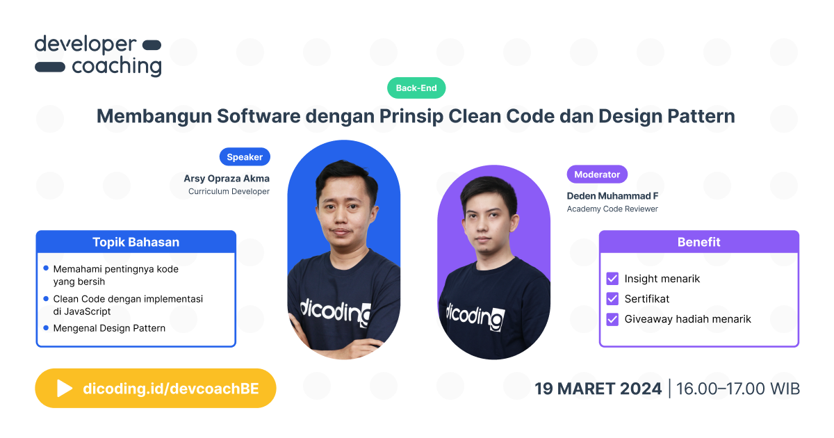 DevCoach 141 : Back-End | Membangun Software dengan Prinsip Clean Code dan Design Pattern ...