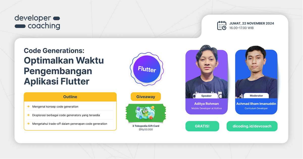 DevCoach 177: Flutter | Code Generations: Optimalkan Waktu Pengembangan Aplikasi Flutter ...