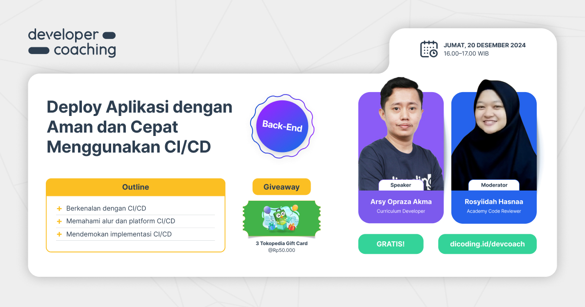 DevCoach 180: Back-End | Deploy Aplikasi dengan Aman dan Cepat Menggunakan CI/CD - Dicoding ...