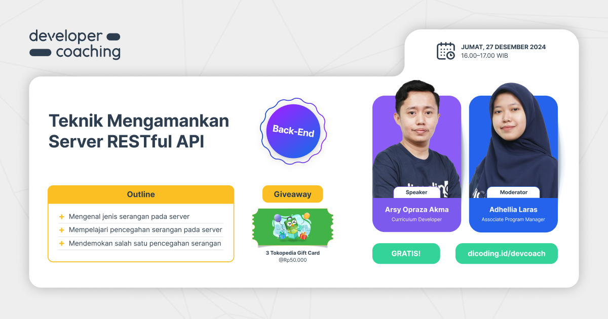 DevCoach 181: Back-End | Teknik Mengamankan Server RESTful API - Dicoding Indonesia