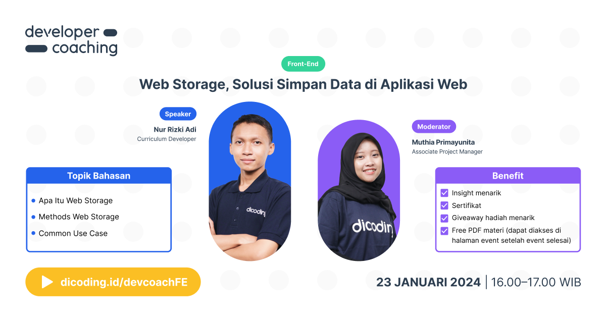 DevCoach 126: Front-End Web | Web Storage, Solusi Simpan Data di ...