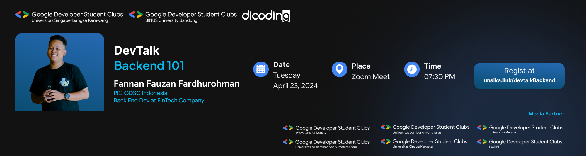 [GDSC Unsika x GDSC Binus Bandung Collab] Dev Talk: “BackEnd 101” - Dicoding Indonesia