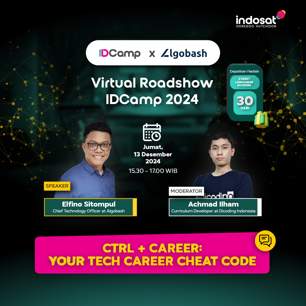 IDCamp Virtual Roadshow x Algobash: Ctrl+Career: Your Tech Career Cheat Code - Dicoding Indonesia