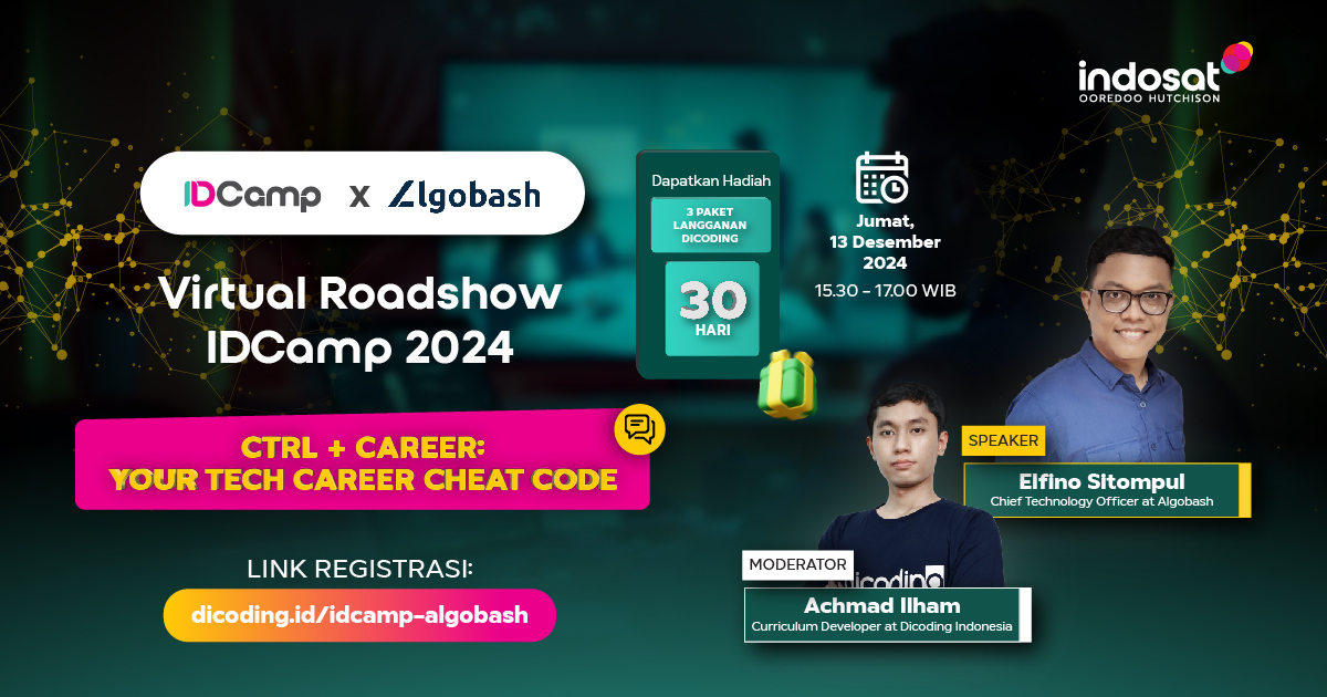 IDCamp Virtual Roadshow x Algobash: Ctrl+Career: Your Tech Career Cheat Code - Dicoding Indonesia