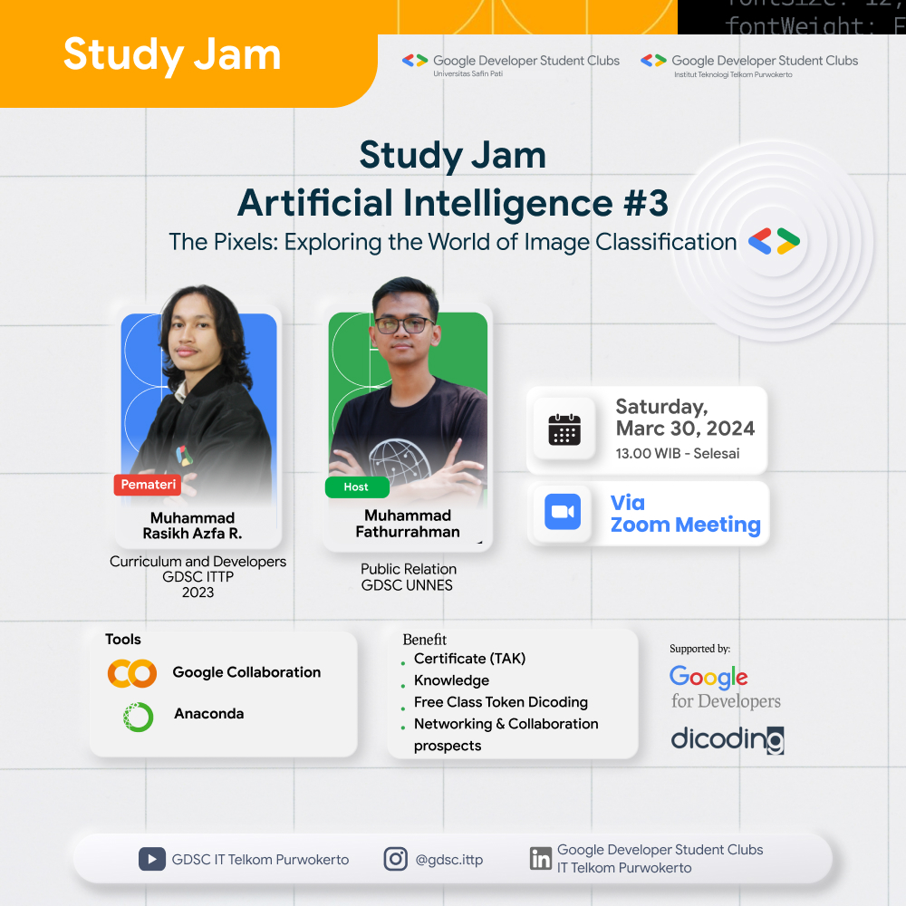 STUDY JAM #3 "The Pixels: Exploring the World of Image Classification" - Dicoding Indonesia