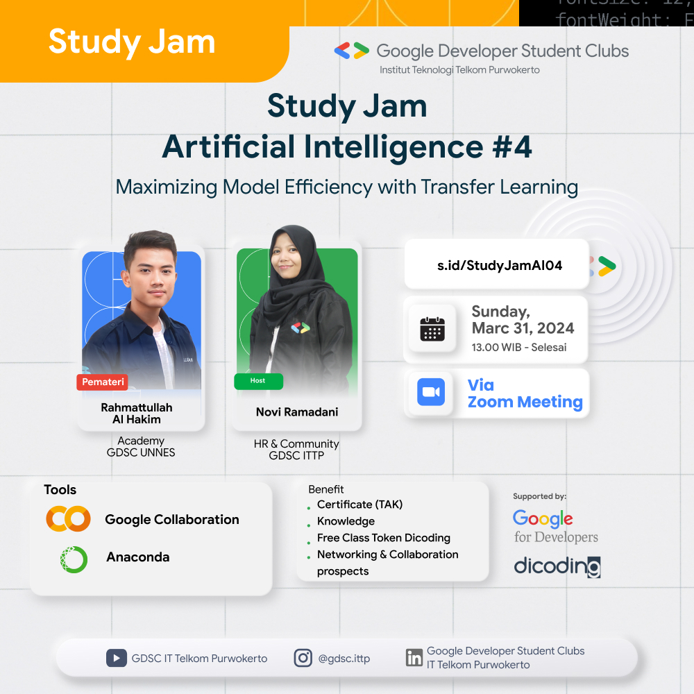 STUDY JAM AI #4 "Maximizing Model Efficiency with Transfer Learning" - Dicoding Indonesia