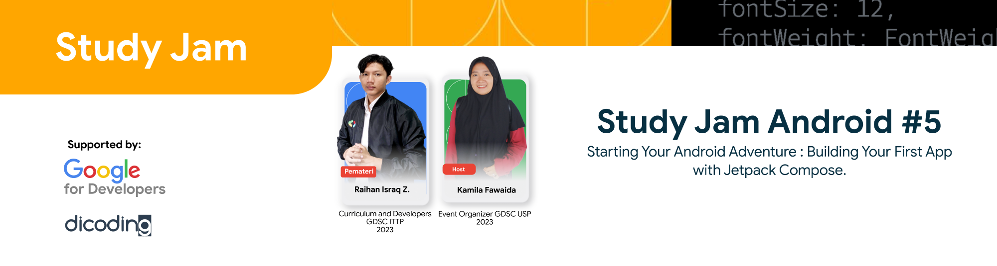 STUDY JAM ANDROID #5 "Starting Your Android Adventure: Building Your First App with Jetpack ...