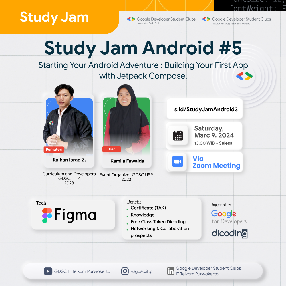 STUDY JAM ANDROID #5 "Starting Your Android Adventure: Building Your First App with Jetpack ...