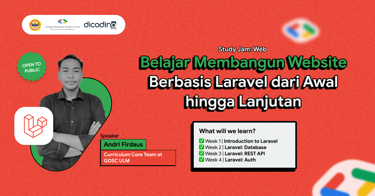 Study Jam Laravel : Introduction to Laravel Week 1 - Dicoding Indonesia