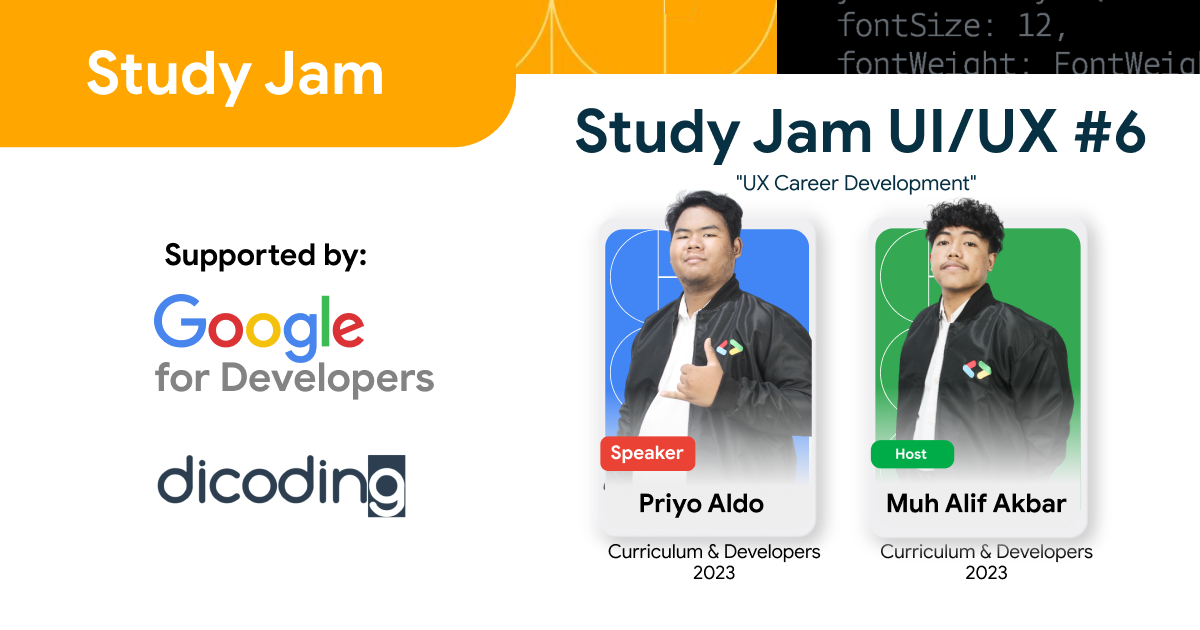 STUDY JAM UI/UX #6 "UX Career Development" - Dicoding Indonesia