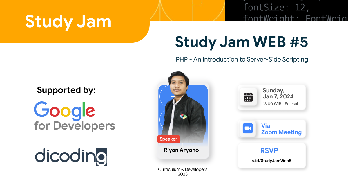 STUDY JAM WEB #5 "PHP - Introduction to Server-Side Scripting" - Dicoding Indonesia