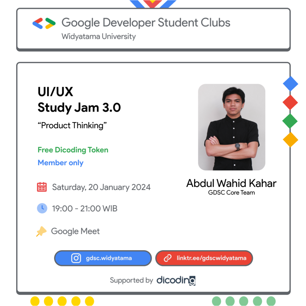 UI/UX Study Jam 3.0 : Product Thinking - Dicoding Indonesia