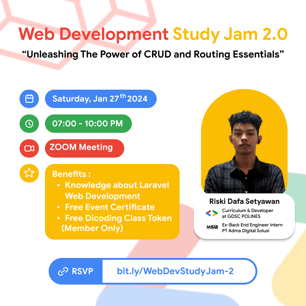 Web Development Study Jam 2.0: Unleashing The Power of CRUD and Routing Essentials - Dicoding ...