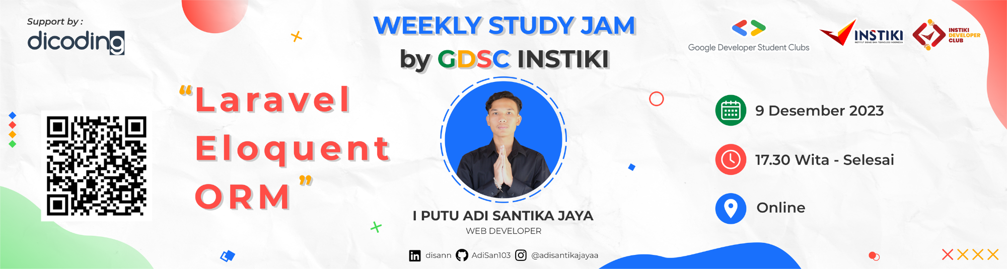 Weekly Study Jam by GDSC INSTIKI #3 "Laravel Eloquent ORM" - Dicoding Indonesia