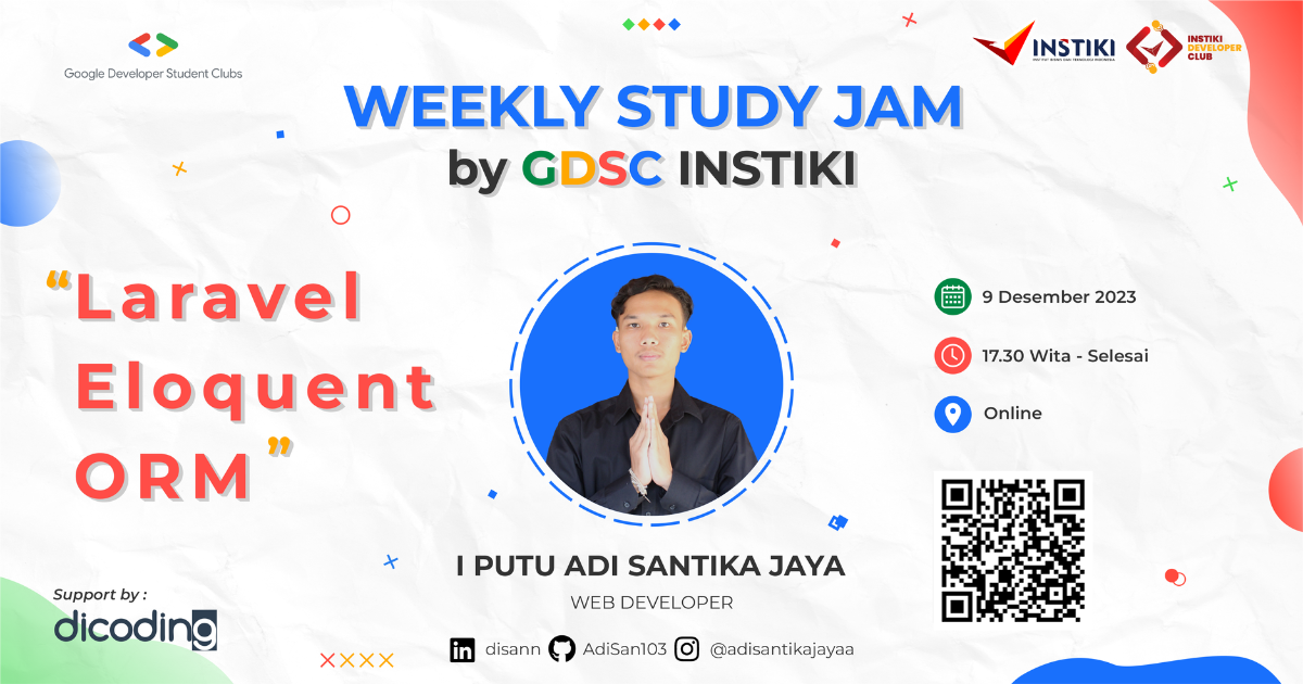 Weekly Study Jam by GDSC INSTIKI #3 "Laravel Eloquent ORM" - Dicoding Indonesia