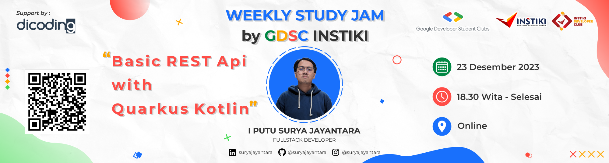 Weekly Study Jam by GDSC INSTIKI #4 "Basic REST Api With Quarkus Kotlin" - Dicoding Indonesia