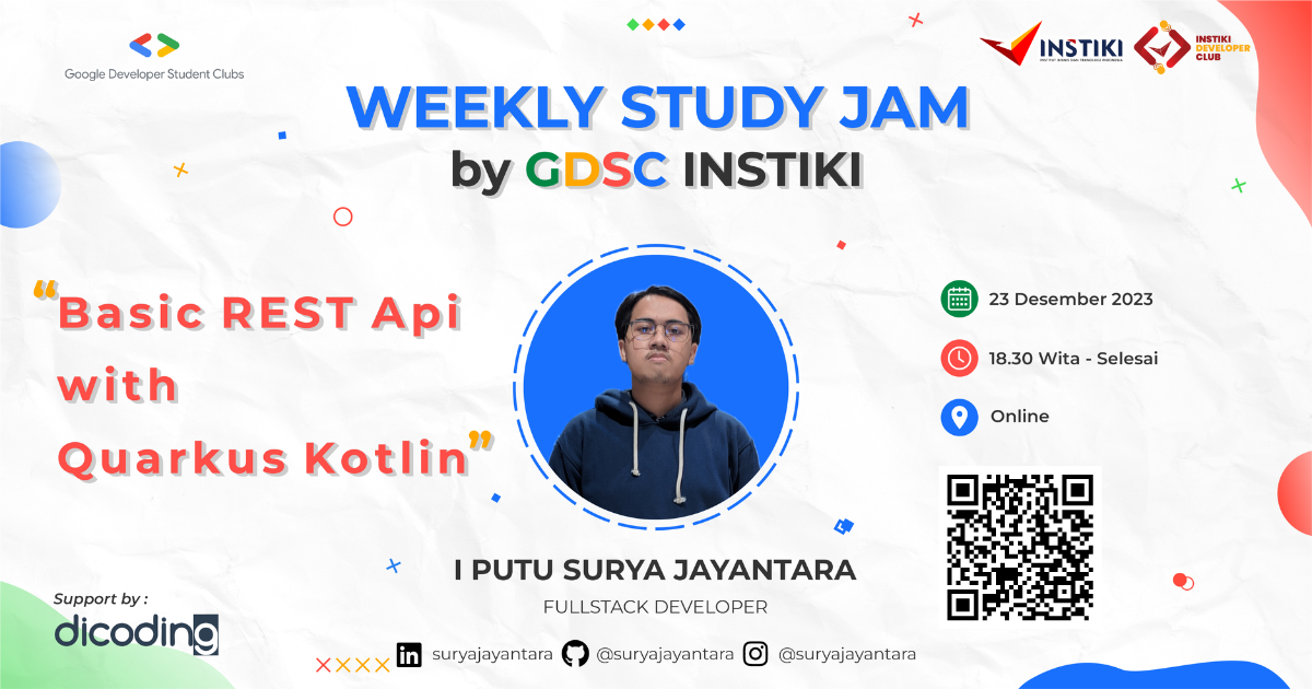 Weekly Study Jam by GDSC INSTIKI #4 "Basic REST Api With Quarkus Kotlin" - Dicoding Indonesia