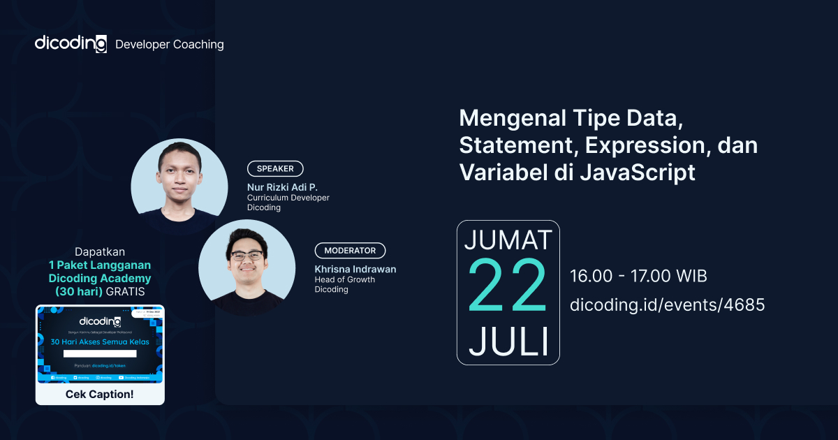 Dicoding Developer Coaching #58: Back-End | Mengenal Tipe Data, Statement, Expression, dan ...