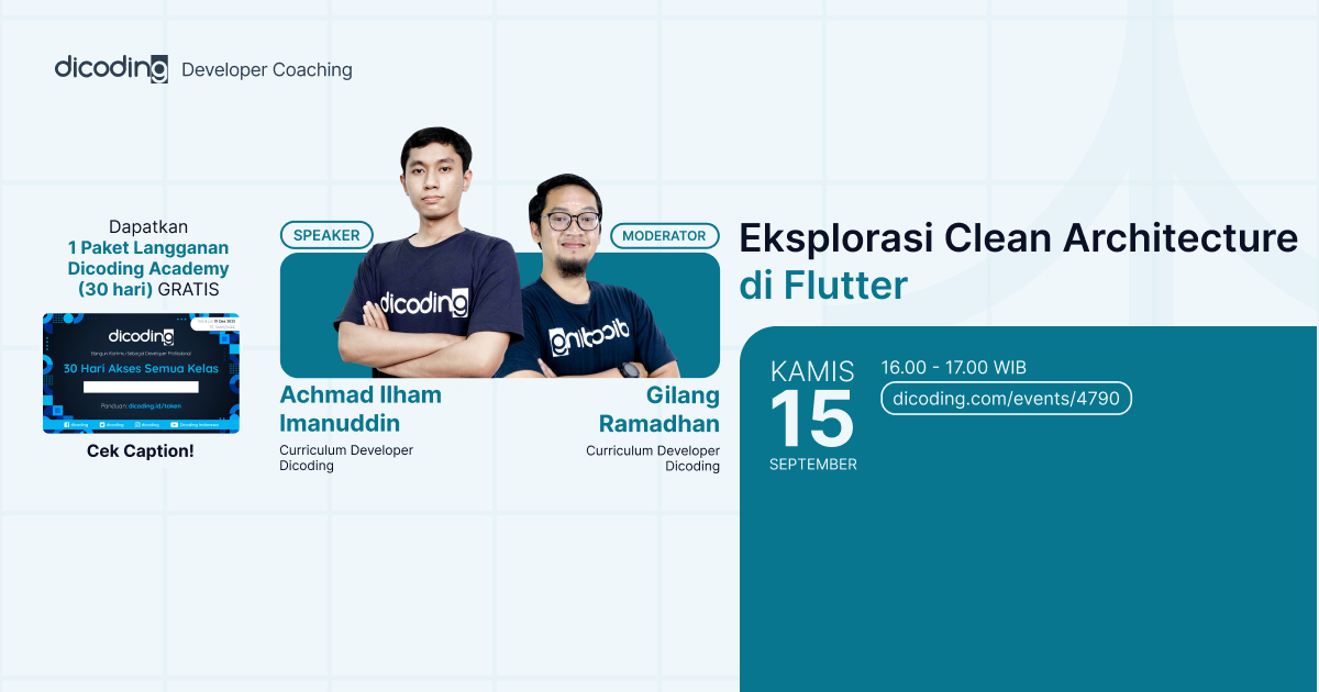 Dicoding Developer Coaching #65 : Flutter | Eksplorasi Clean Architecture di Flutter - Dicoding ...