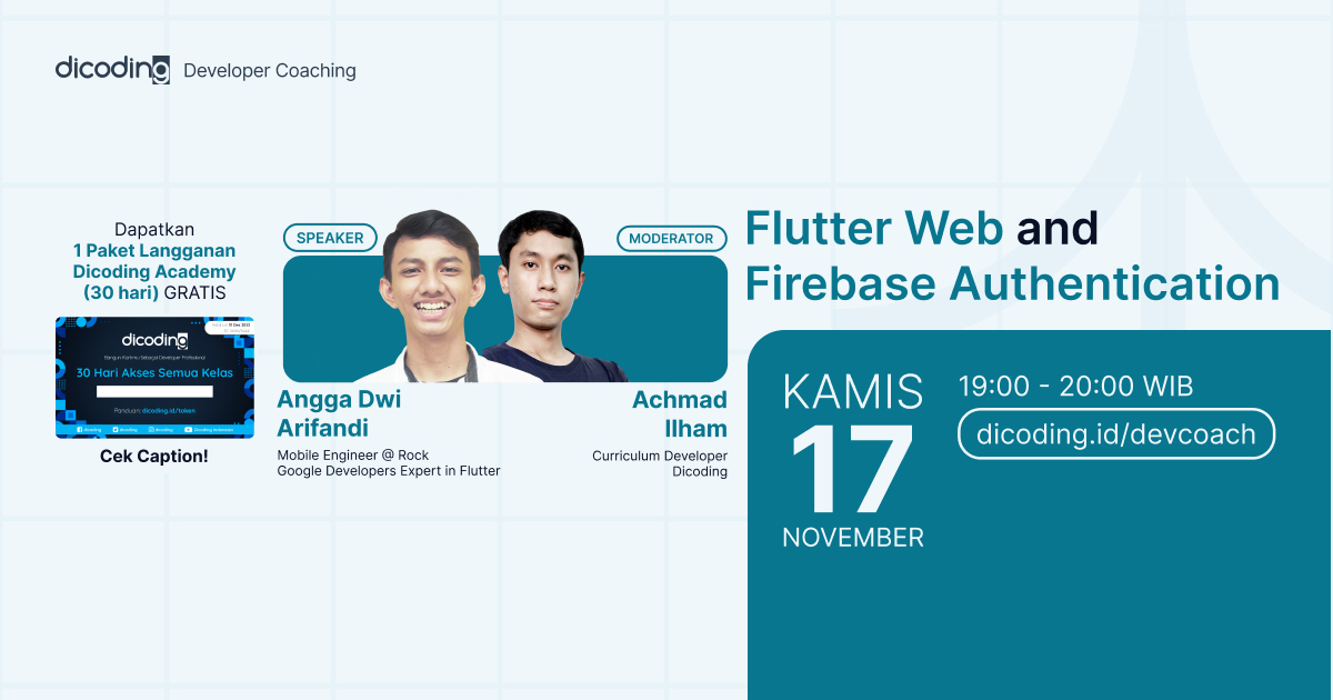 Dicoding Developer Coaching #73 : Flutter | Flutter Web and Firebase Authentication - Dicoding ...