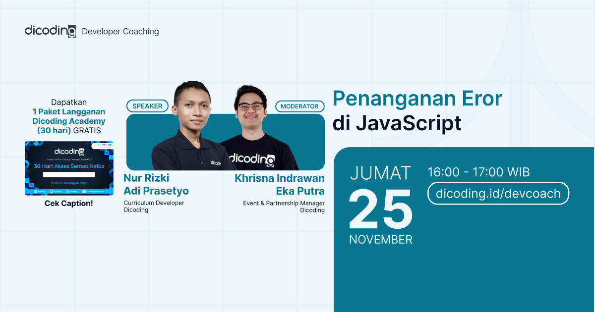 Dicoding Developer Coaching #74 : Back-End | Penanganan Eror di JavaScript - Dicoding Indonesia