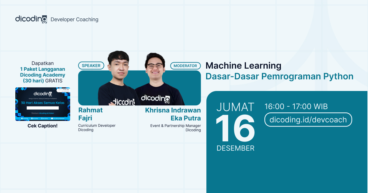 Dicoding Developer Coaching #77 : Machine Learning | Dasar-dasar Pemrograman Python - Dicoding ...