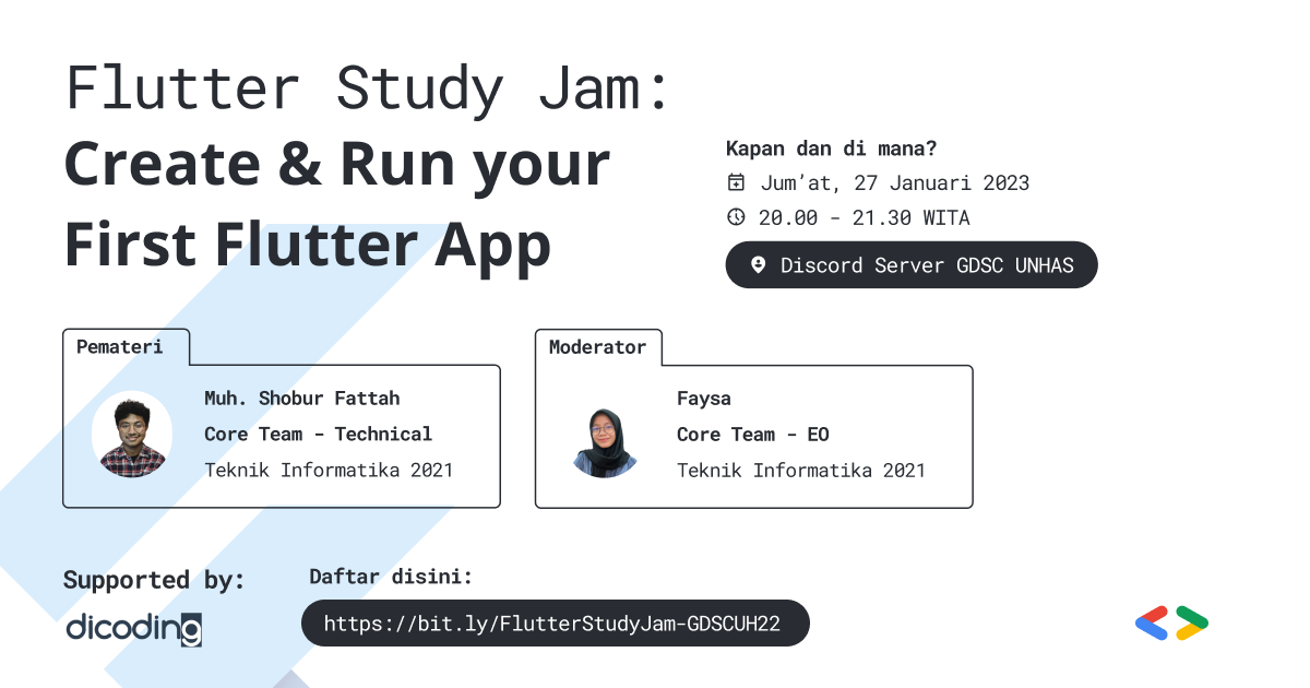 Flutter Study Jam: Create and Run Your First Flutter App - Dicoding Indonesia