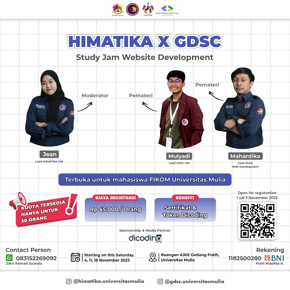HIMATIKA X GDSC Universitas Mulia: Let's Inovate your idea trough Website. - Dicoding Indonesia