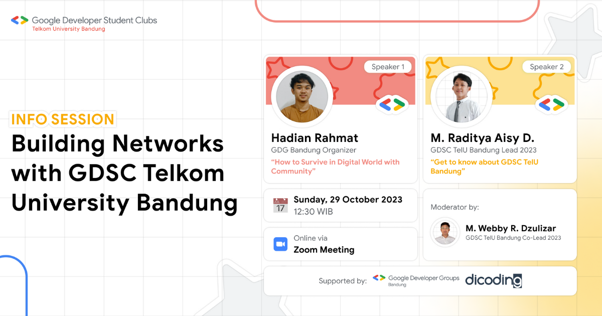 Info Session: Building Networks with Google Developer Student Clubs Telkom University Bandung ...