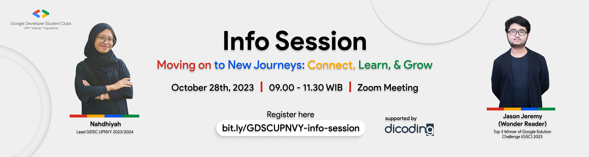 Info Session GDSC 2023/2024 Moving on to New Journeys: Connect, Learn, & Grow - Dicoding Indonesia