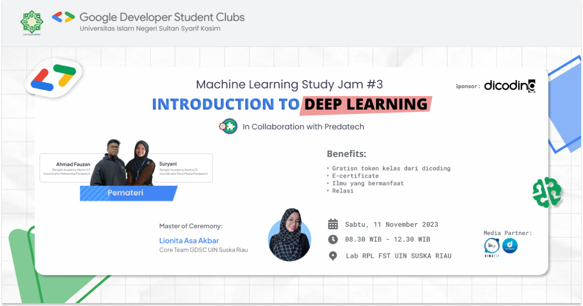 Machine Learning Study Jam #3 Introduction to Deep Learning - Dicoding ...
