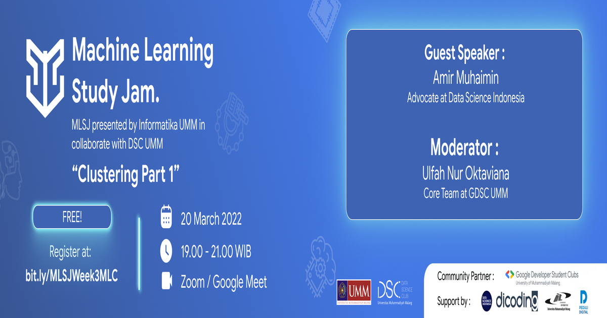 Machine Learning Study Jam ~ ML Clustering 1 - Dicoding Indonesia