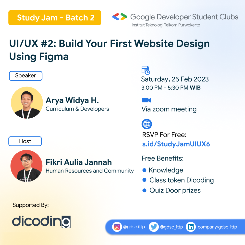 Study Jam - Batch 2 UI/UX #2: Build Your First Website Design Using Figma - Dicoding Indonesia