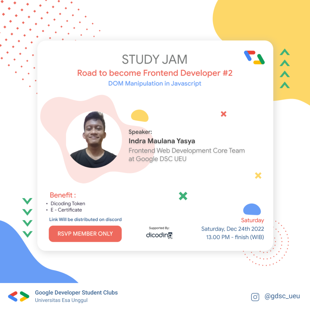 Study Jam - Road to Become Frontend Developer #2: DOM Manipulation in Javascript - Dicoding ...