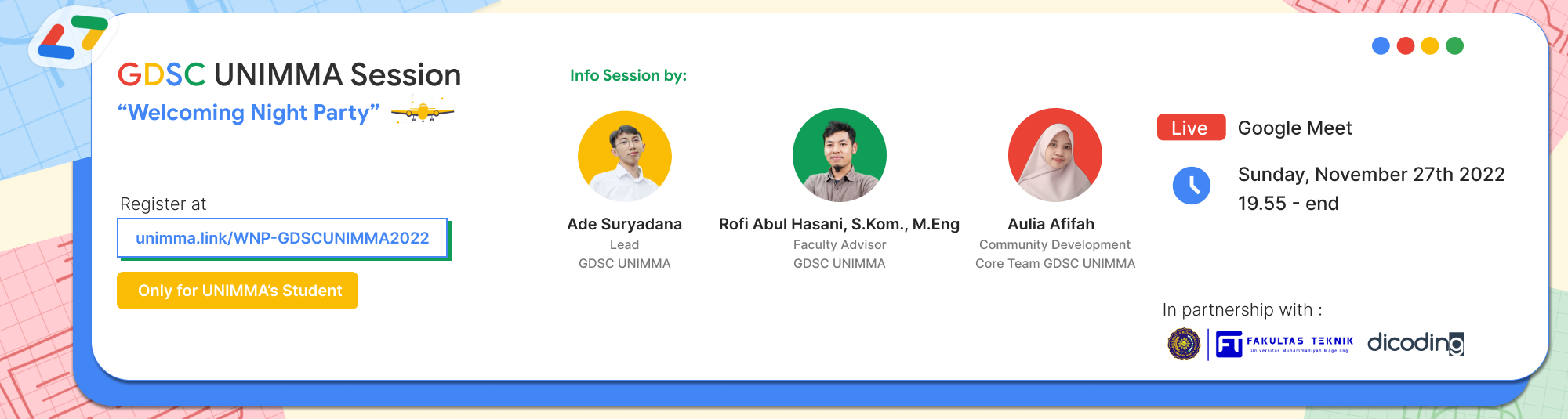 Welcoming Night Party for Member of GDSC UNIMMA 2022 - Dicoding Indonesia